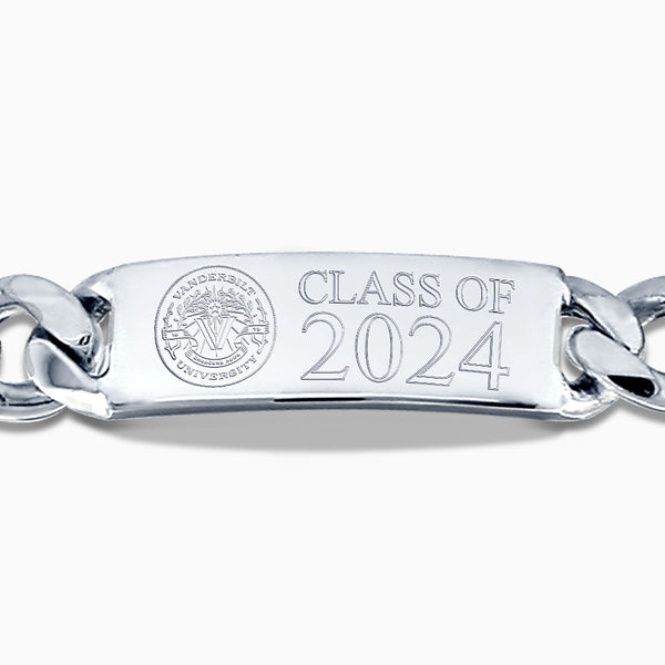 Engravable Men's 400-Gauge Sterling Silver Cuban-Link Graduation ID Br ...