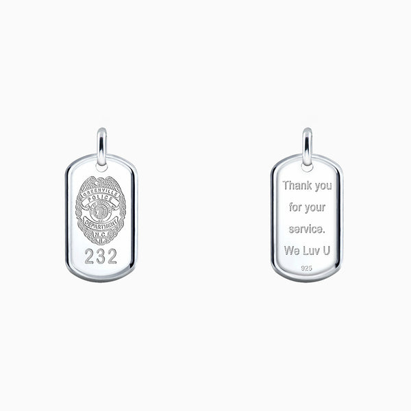 Engravable Men's Raised-Edge Sterling Silver Dog Tag - Medium - Sandy ...